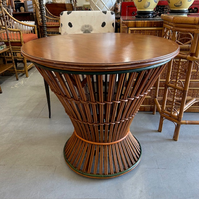 vintage reed rattan table – eclectic patina